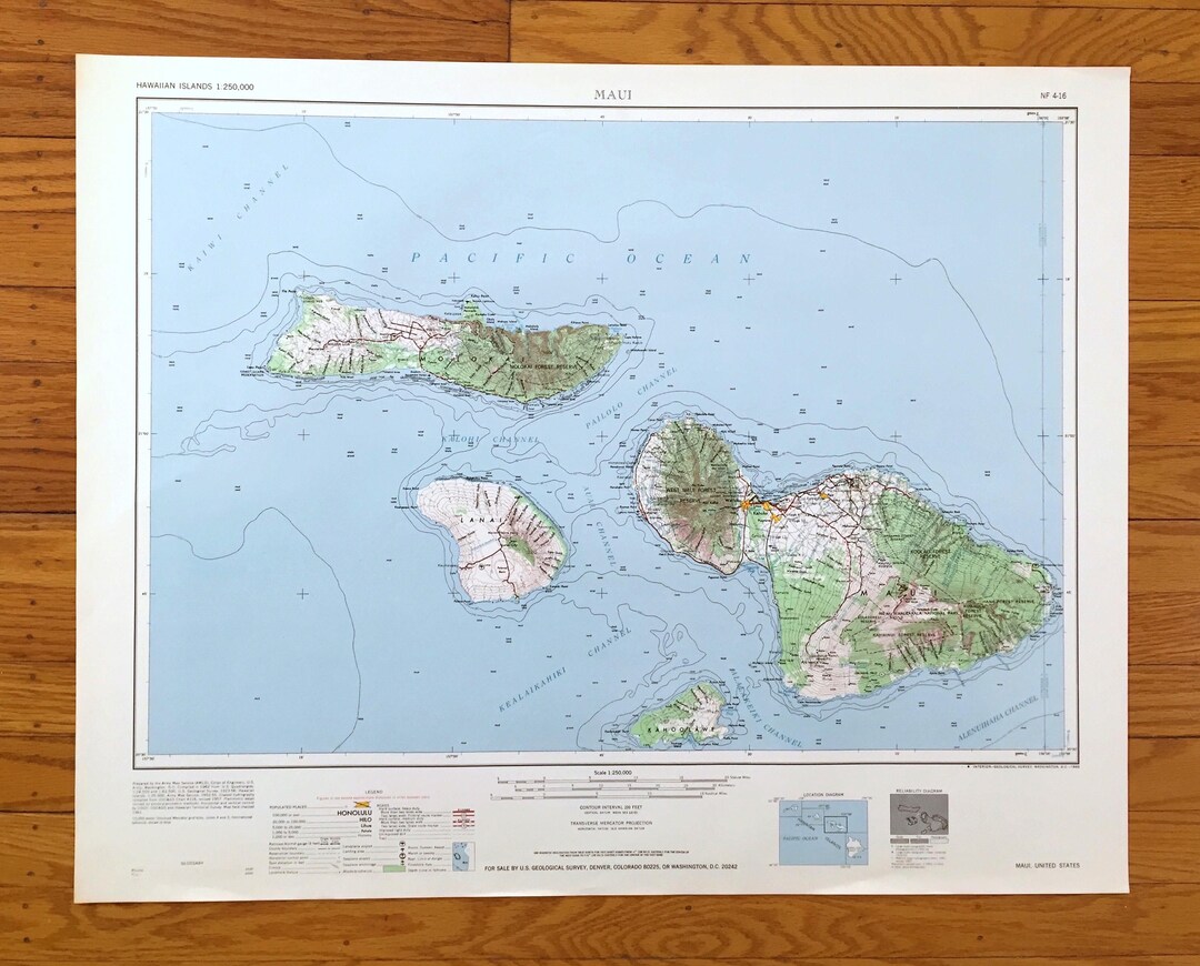 Antique Maui, Hawaii 1961 US Geological Survey Topographic Map – Lanai ...