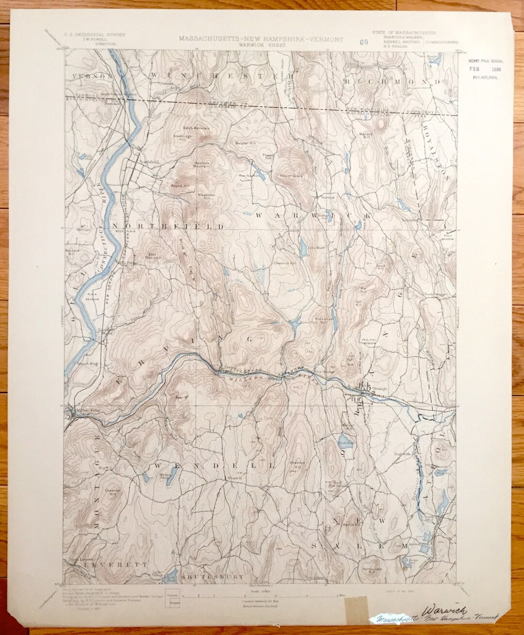 Antique Orange, Massachusetts 1894 US Geological Survey Topographic Map ...