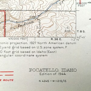 Antique Pocatello, Idaho 1944 US Geological Survey Topographic Map ...