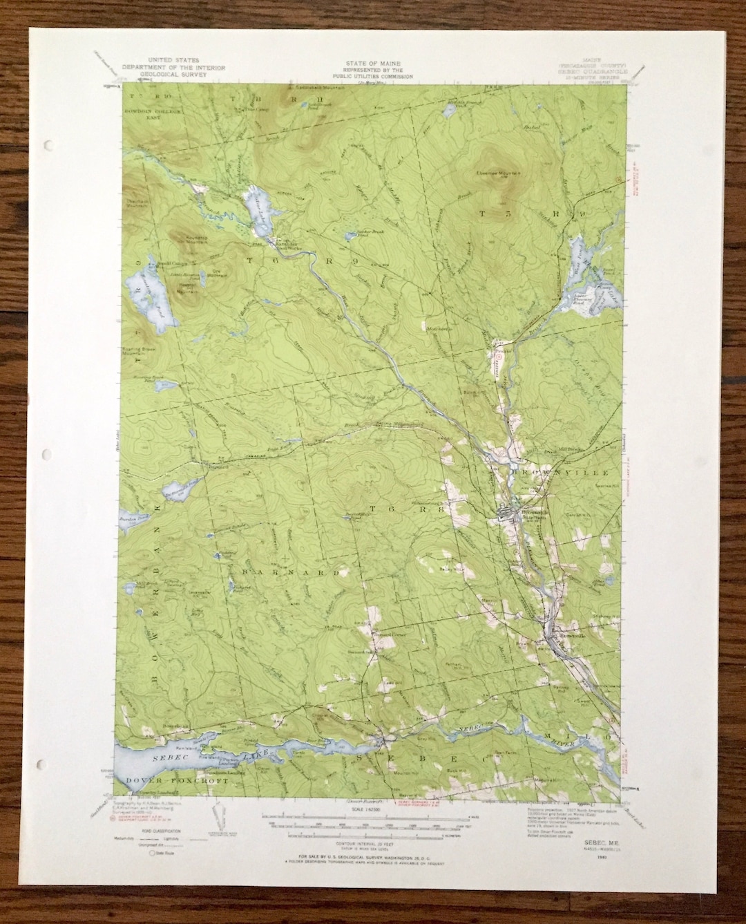 Antique Sebec, Maine 1940 US Geological Survey Topographic Map ...