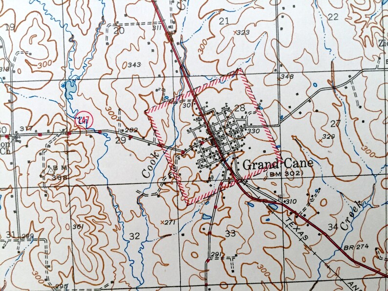 Antique Grand Cane, Louisiana 1945 US Geological Survey Topographic Map ...