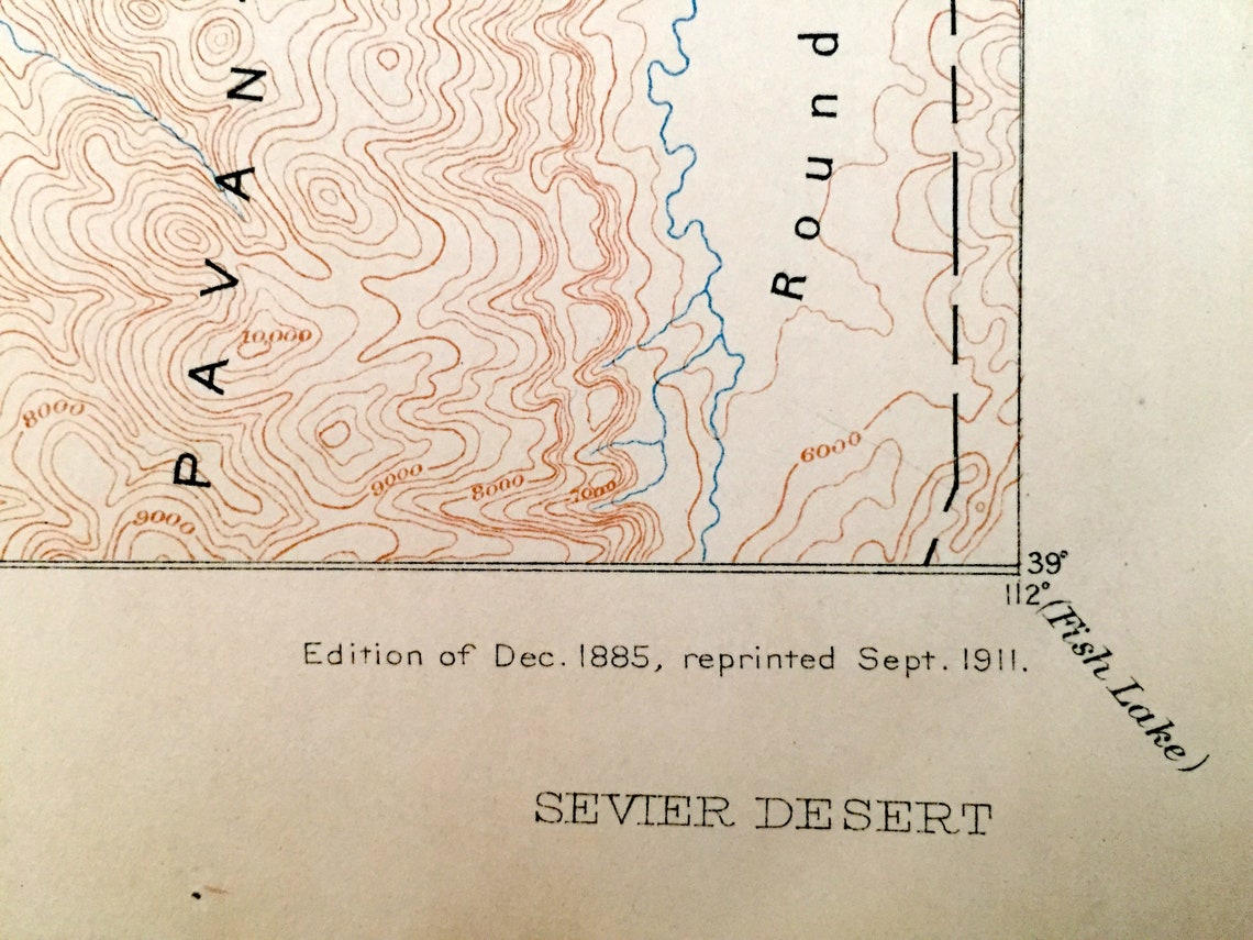 Antique Sevier Desert, Utah 1885 US Geological Survey Topographic Map ...