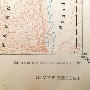Antique Sevier Desert, Utah 1885 US Geological Survey Topographic Map ...