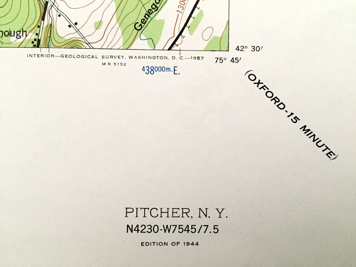 Antique Pitcher, New York 1944 US Geological Survey Topographic Map ...