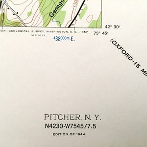 Antique Pitcher, New York 1944 US Geological Survey Topographic Map ...