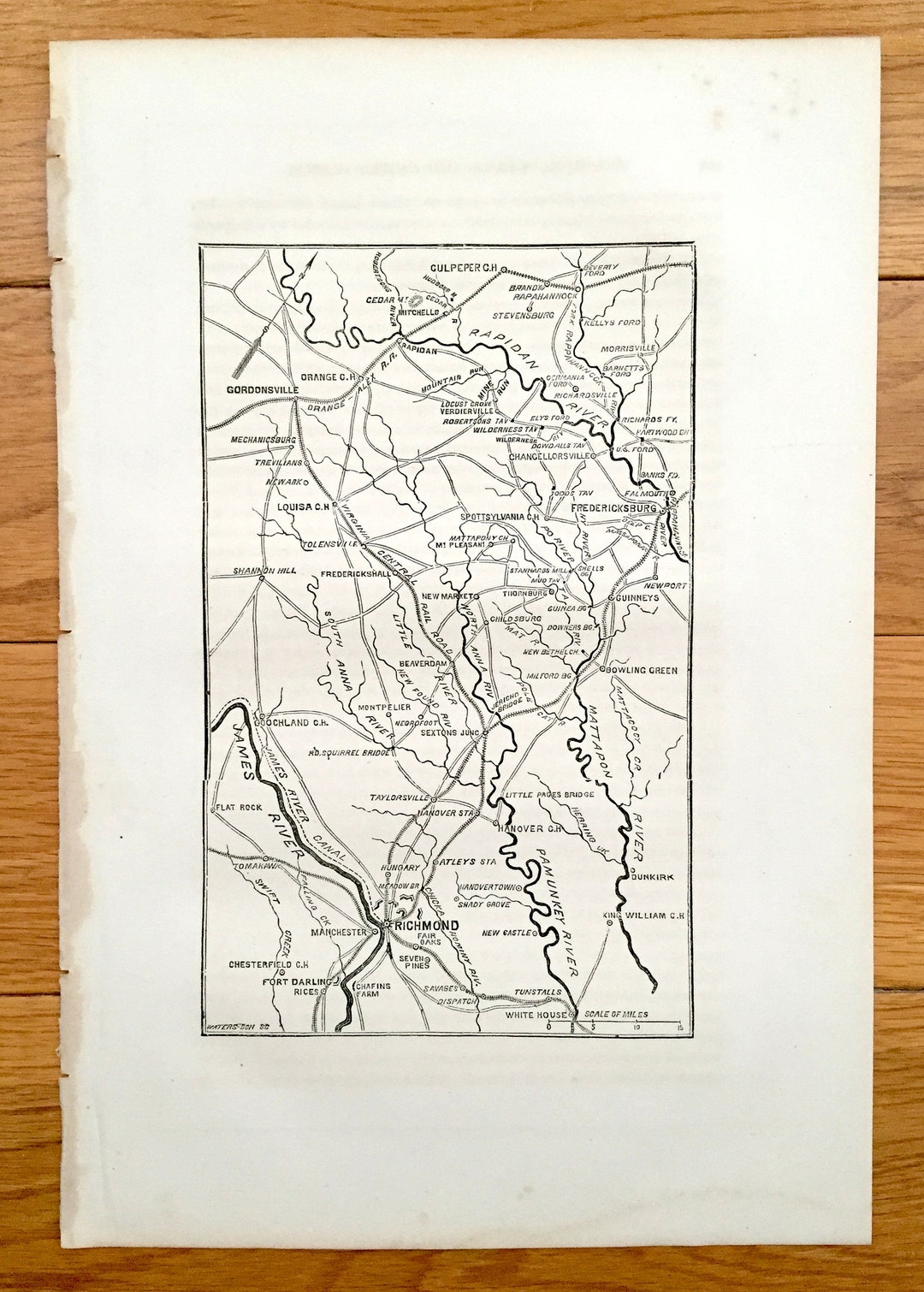 Antique 1865 Richmond, Virginia Map From the History of the Civil War ...