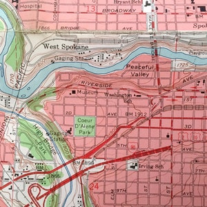 Antique Spokane, Washington 1963 Geological Survey Map – Country Homes ...