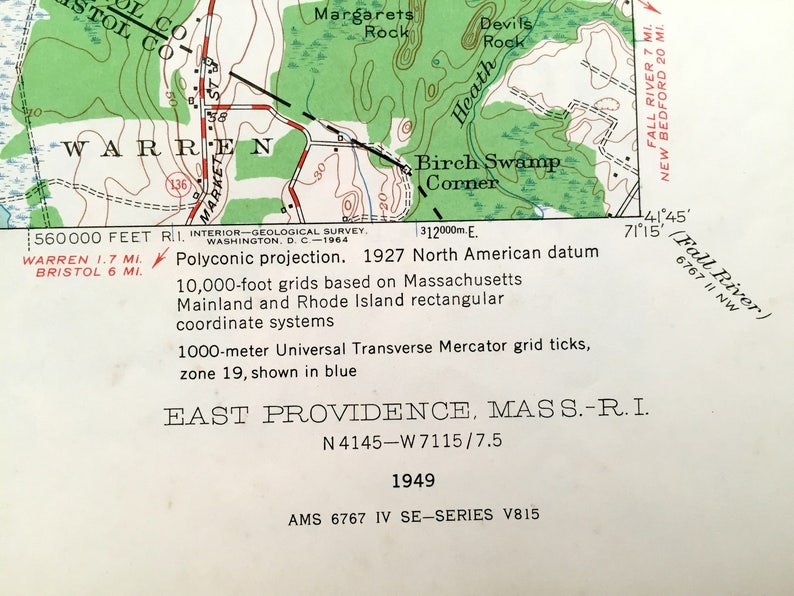 Antique Providence Rhode Island 1949 US Geological Survey - Etsy