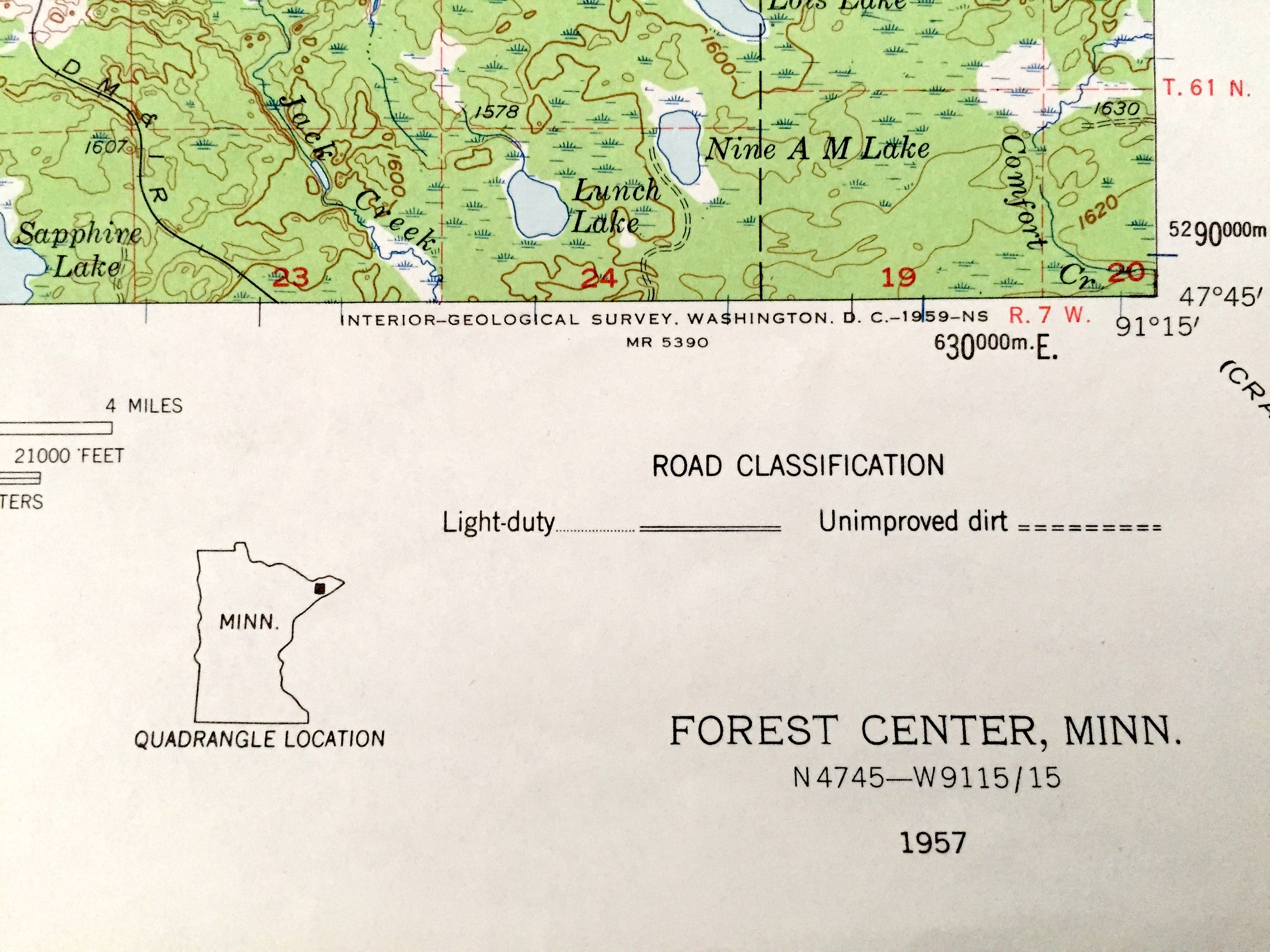 Antique Forest Center Minnesota 1957 US Geological Survey | Etsy