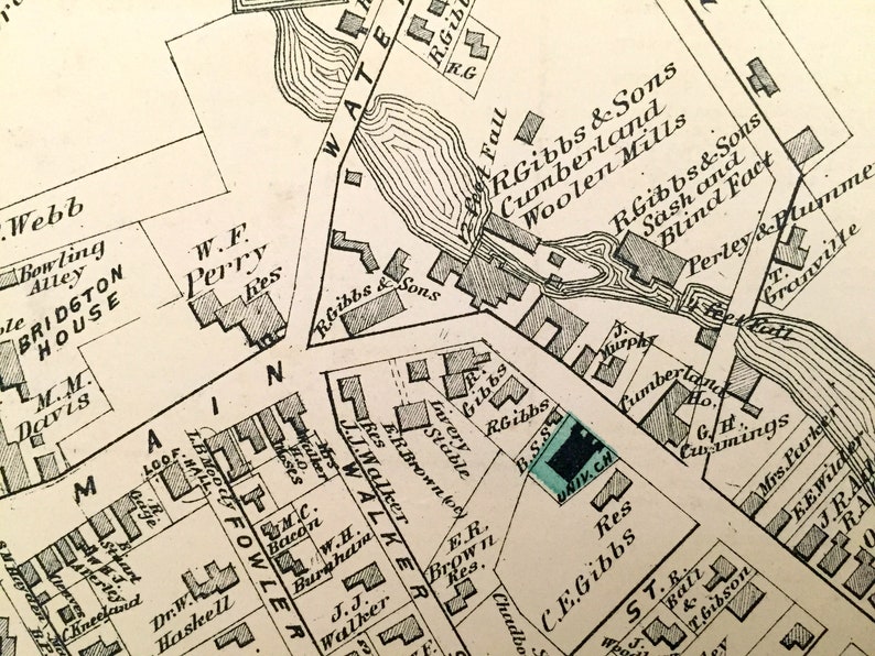 Antique 1871 Bridgton Maine Map from F.W. Beers Atlas of | Etsy