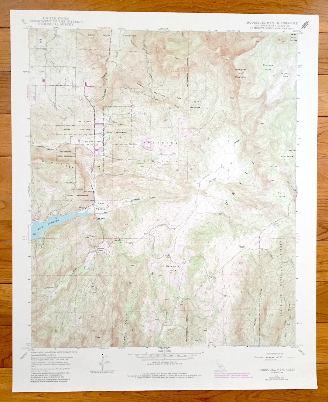 Antique Rodriguez Mountain, California 1948 US Geological Survey ...