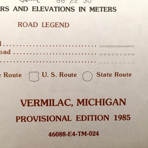 Antique Vermilac, Michigan, 1985 US Geological Survey Topographic Map ...