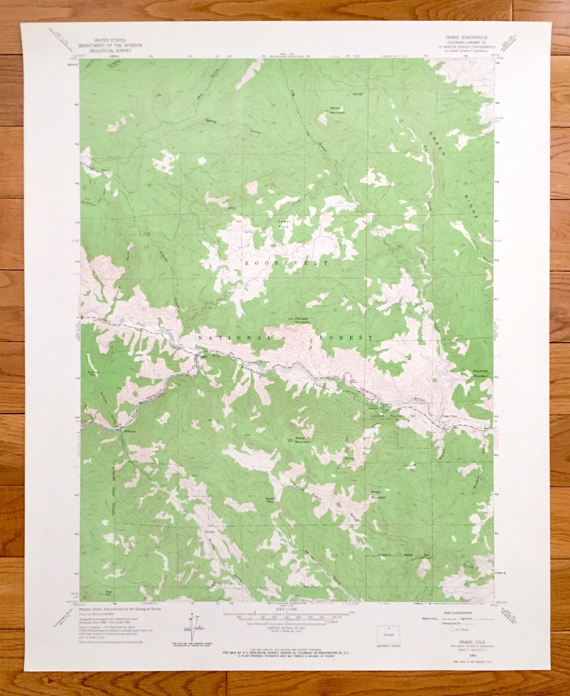 Antique Drake Colorado 1962 US Geological Survey Topographic | Etsy