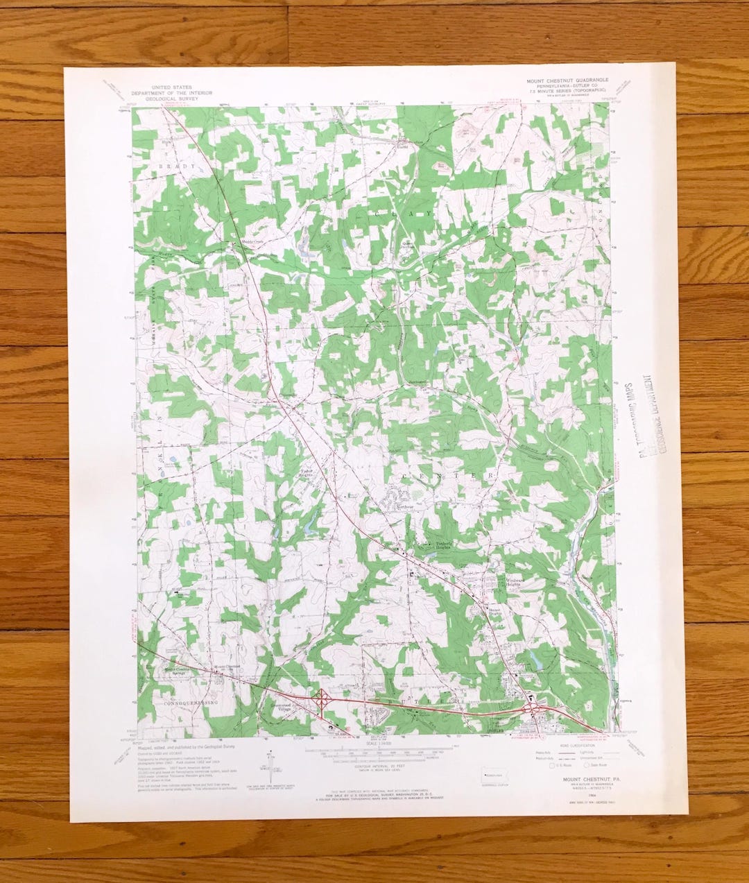 Antique Mount Chestnut, Pennsylvania 1964 US Geological Survey ...