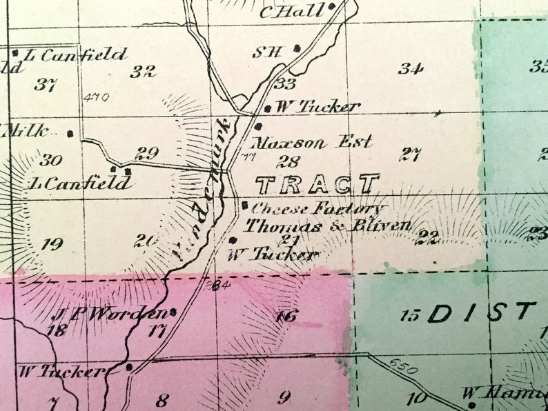 Antique 1869 Ward, New York Map From D.G. Beers Atlas of Allegany ...
