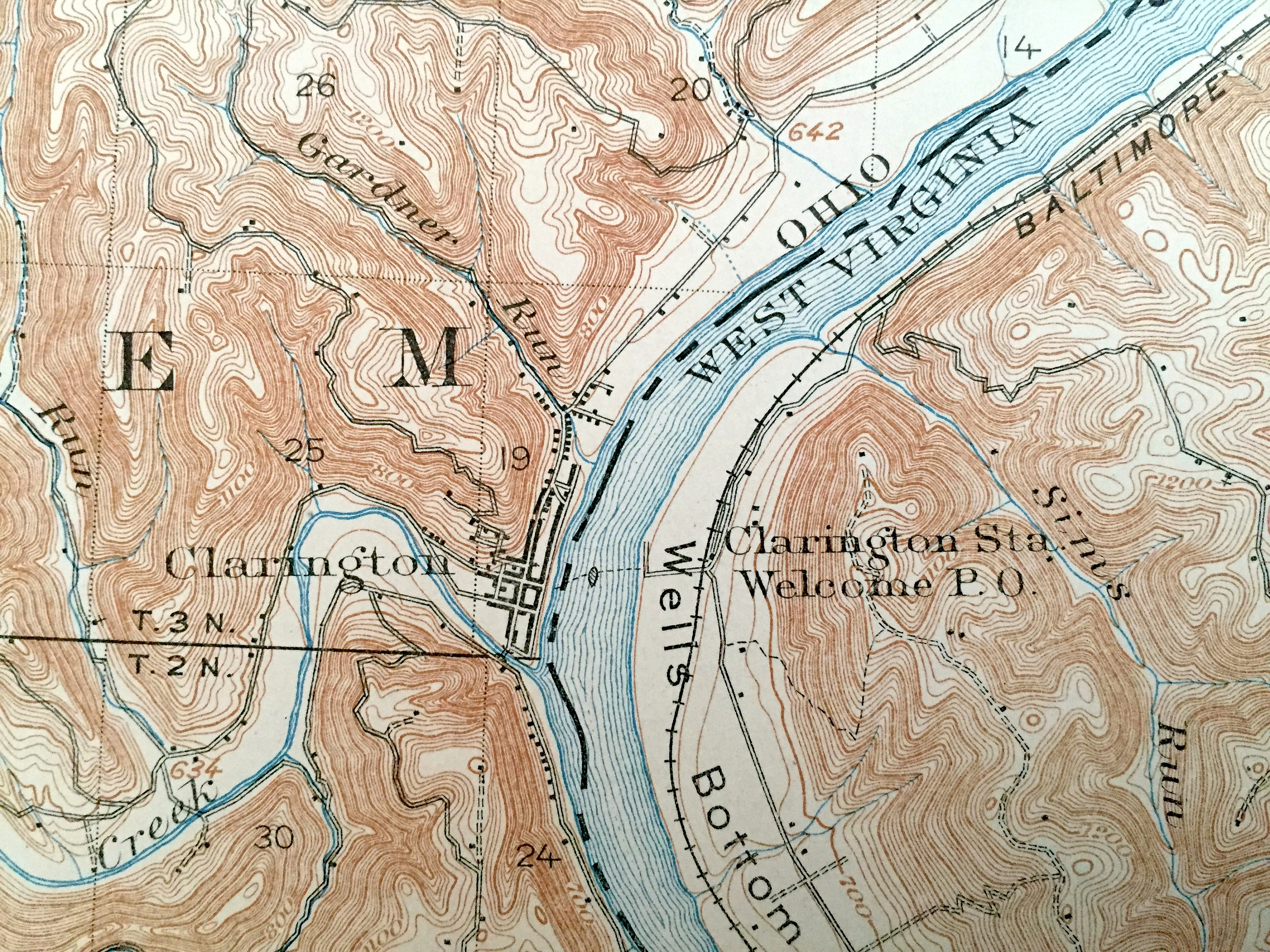 Antique Clarington, Ohio 1905 US Geological Survey Topographic Map ...