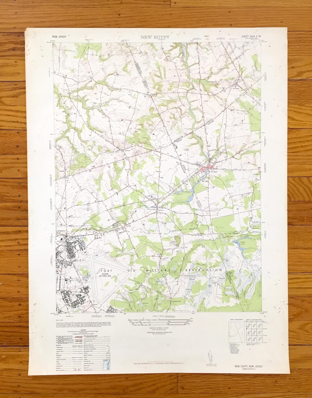 Antique New Egypt, New Jersey 1948 US Geological Survey Topographic Map ...