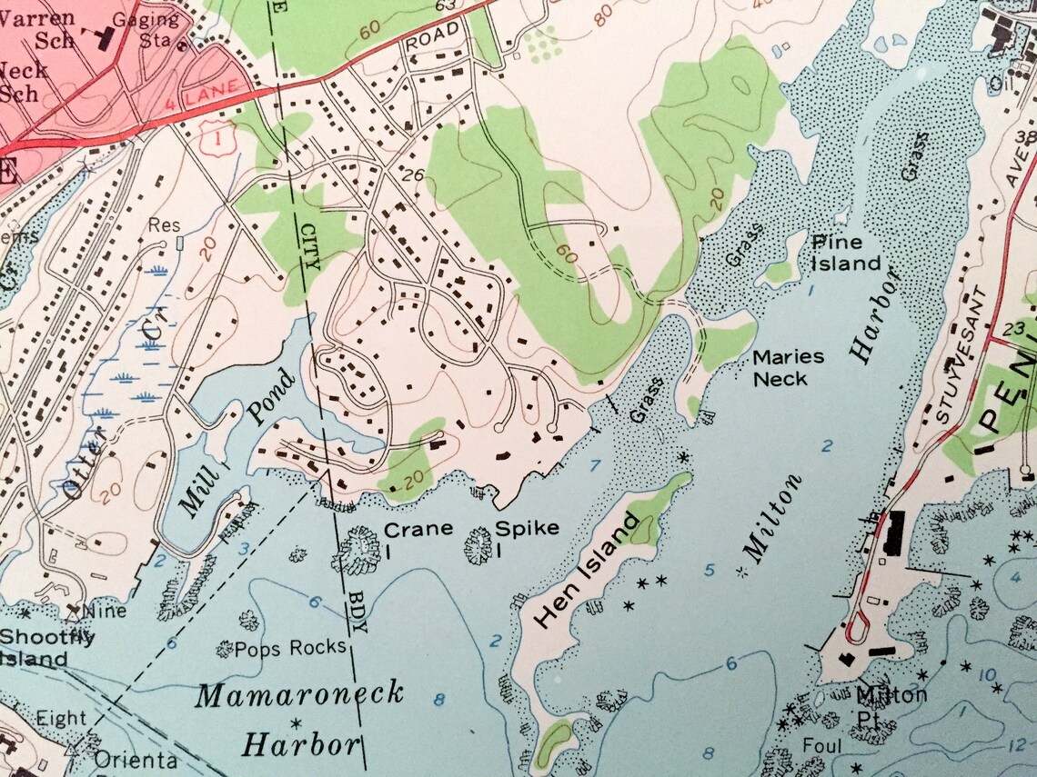 Antique Mamaroneck New York 1955 US Geological Survey | Etsy