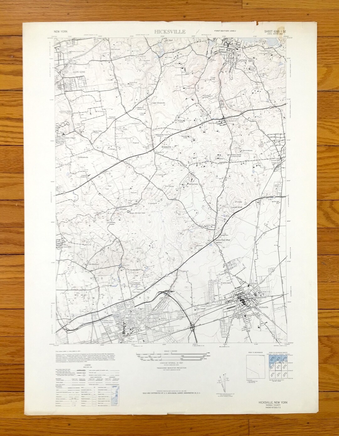 Antique Hicksville, New York 1947 US Geological Survey Topographic Map ...