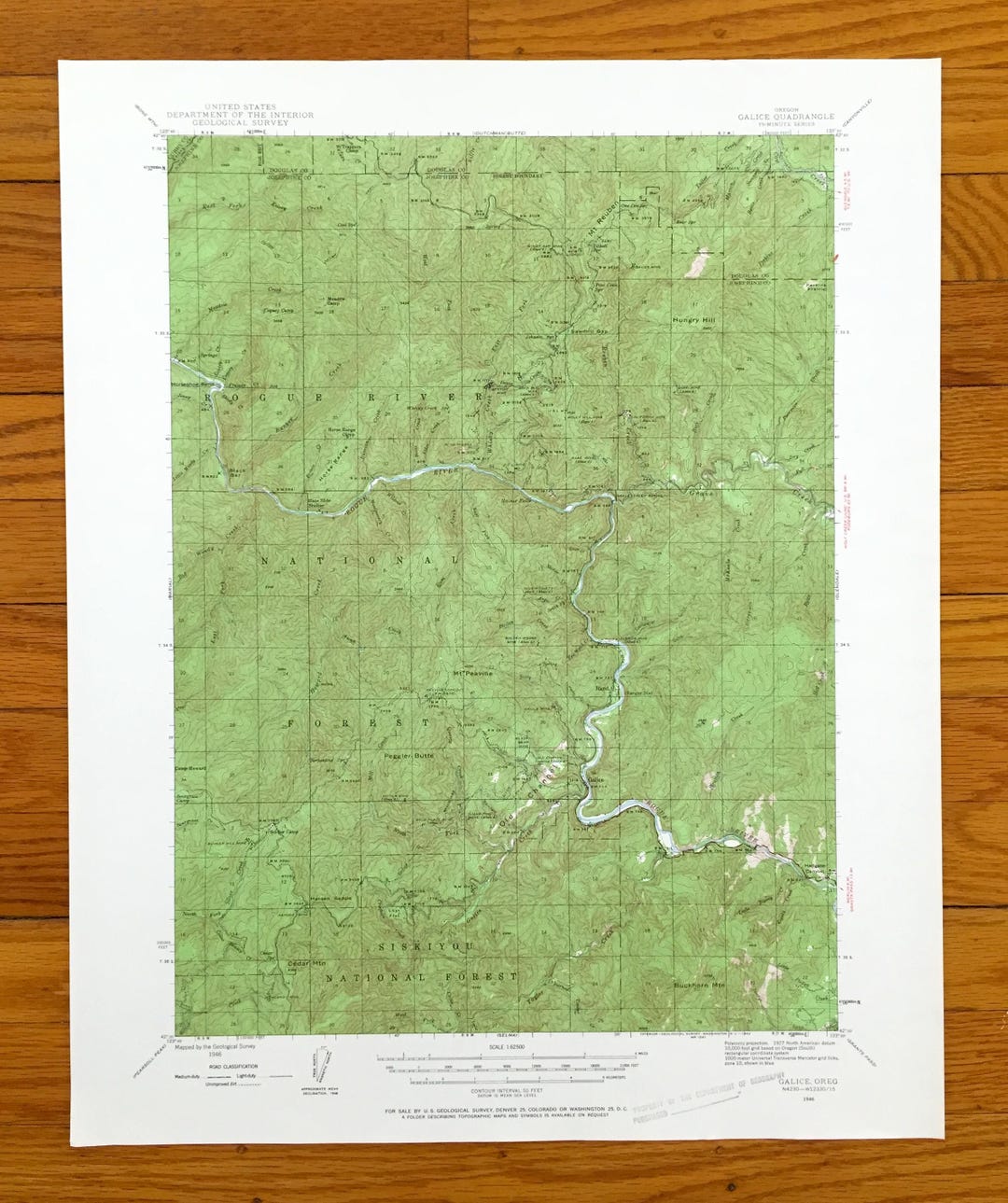 Antique Galice, Oregon 1946 US Geological Survey Topographic Map ...
