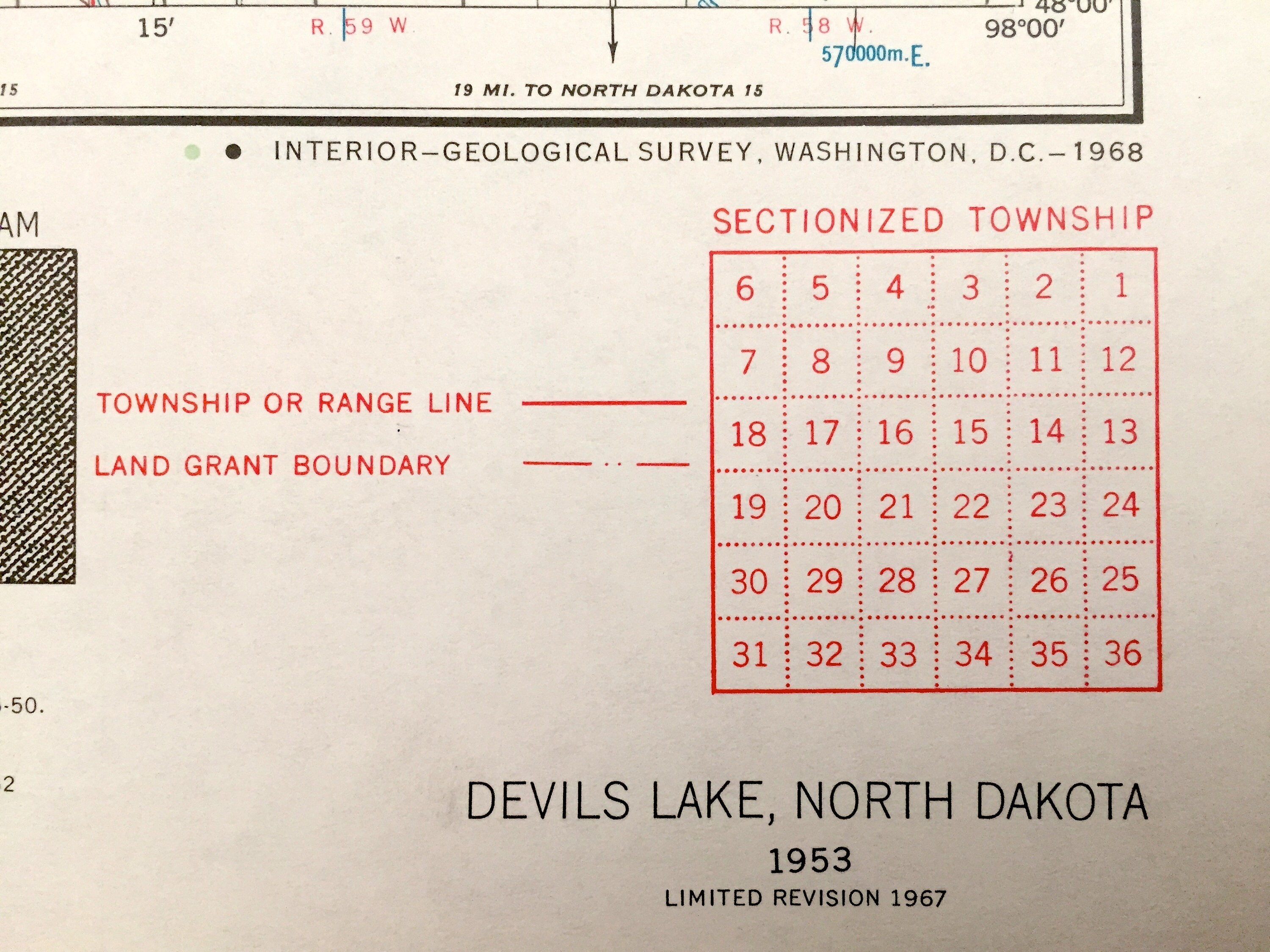 Antique Devils Lake, North Dakota 1953 US Geological Survey Topographic ...