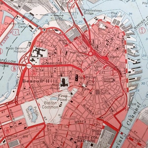 Antique Boston, Massachusetts 1956 US Geological Survey Topographic Map ...