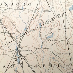 Antique Dedham, Massachusetts 1894 US Geological Survey Topographic Map ...