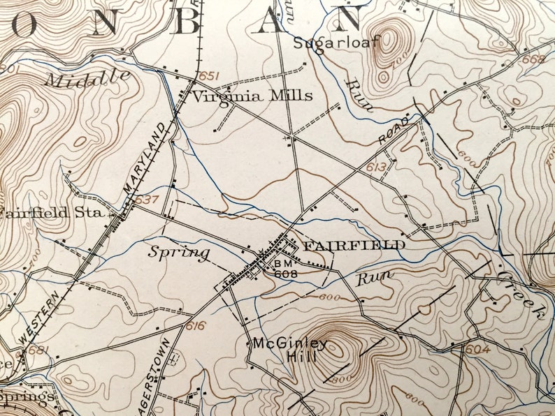 Antique Fairfield Pennsylvania 1909 US Geological Survey - Etsy