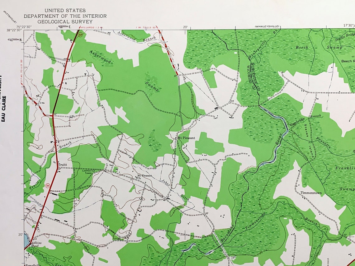 Antique Ninepin, Maryland 1942 US Geological Survey Topographic Map ...