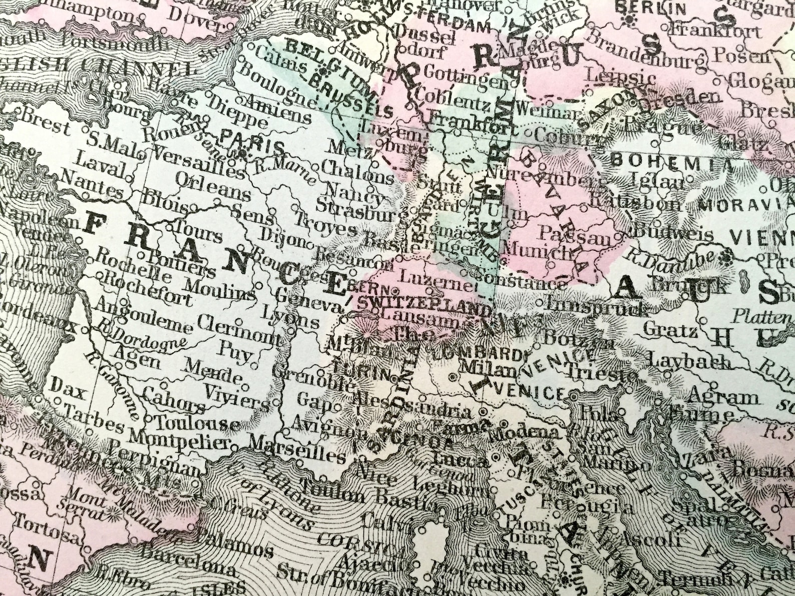 Antique 1871 Europe Map by S. Augustus Mitchell – England, France ...