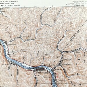 Antique Montgomery, West Virginia 1928 US Geological Survey Topographic ...
