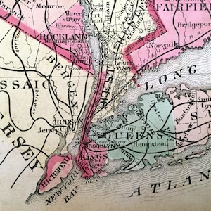 Antique 1874 New York State Map From Pomeroy, Whitman & Co. Atlas of ...
