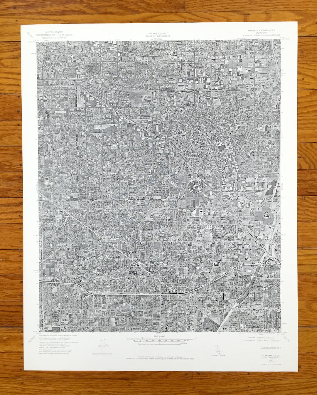 Mapa ortofotográfico antigo do Serviço Geológico dos EUA de Anaheim ...