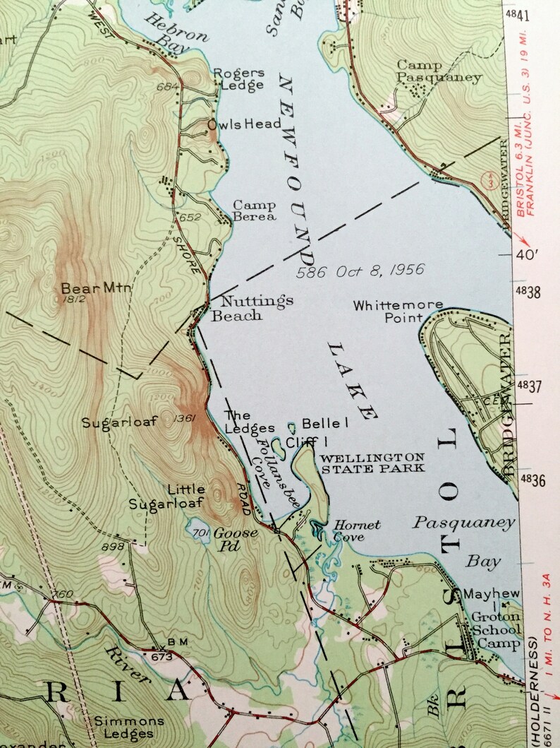 Antique Newfound Lake New Hampshire 1956 US Geological Survey - Etsy Italia