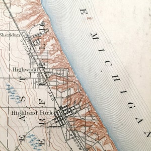 Antique Highwood, Illinois 1900 US Geological Survey Topographic Map ...
