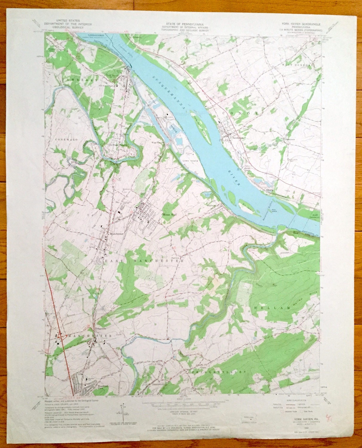 Antique York Haven, Pennsylvania 1964 US Geological Survey Topographic ...