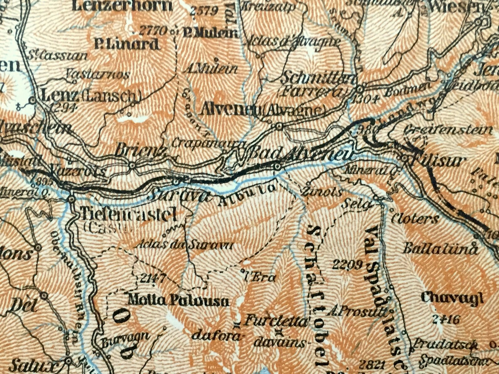 Antique 1913 Chur, Switzerland Map From Baedekers Guide Atlas – Ems ...