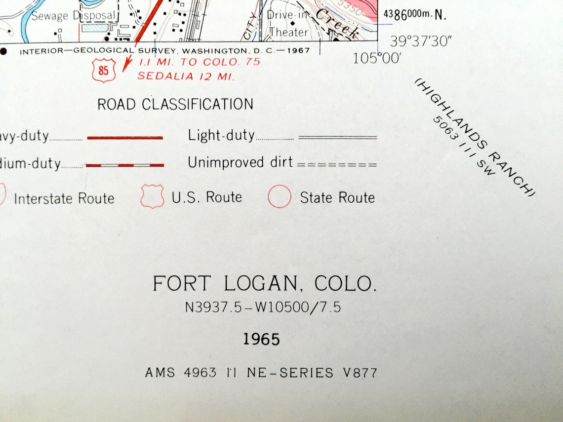 Antique Fort Logan Colorado 1965 US Geological Survey | Etsy