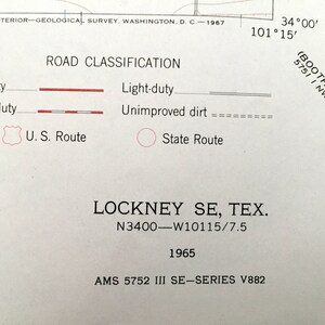 Antique Lockney SE, Texas 1965 US Geological Survey Topographic Map ...