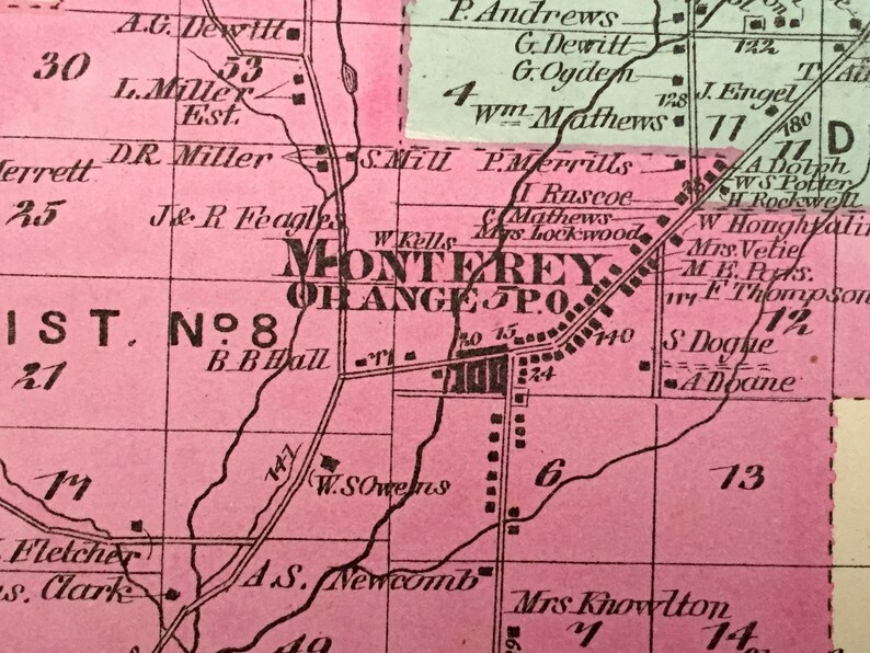 Antique 1874 Orange New York Map From Pomeroy Whitman & Co. - Etsy