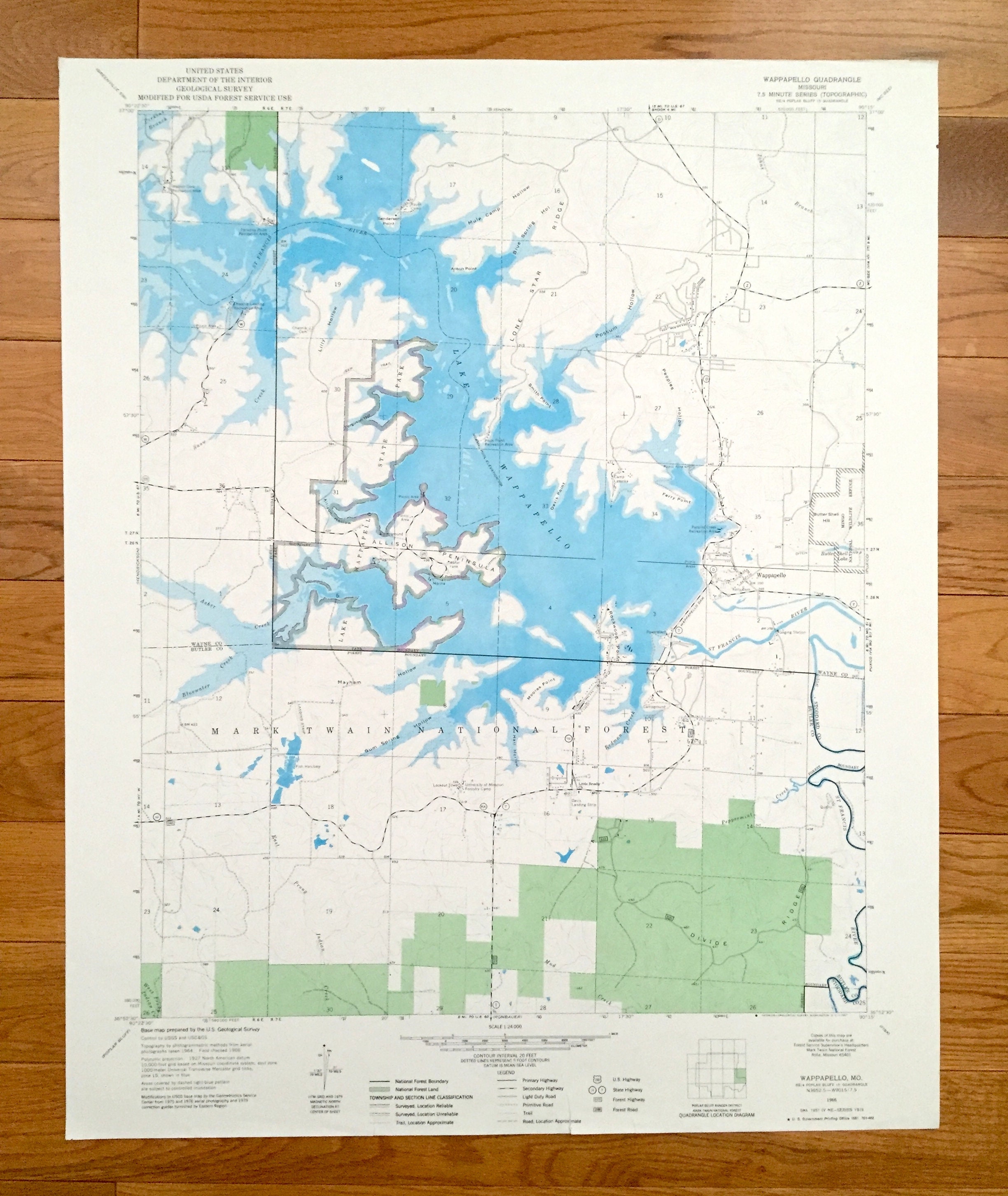 Lake Wappapello Missouri 1960s Map Our Missouri State Park Map Of 58