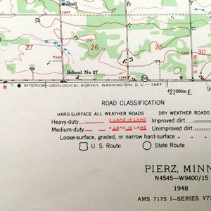 Antique Pierz, Minnesota 1948 US Geological Survey Topographic Map ...
