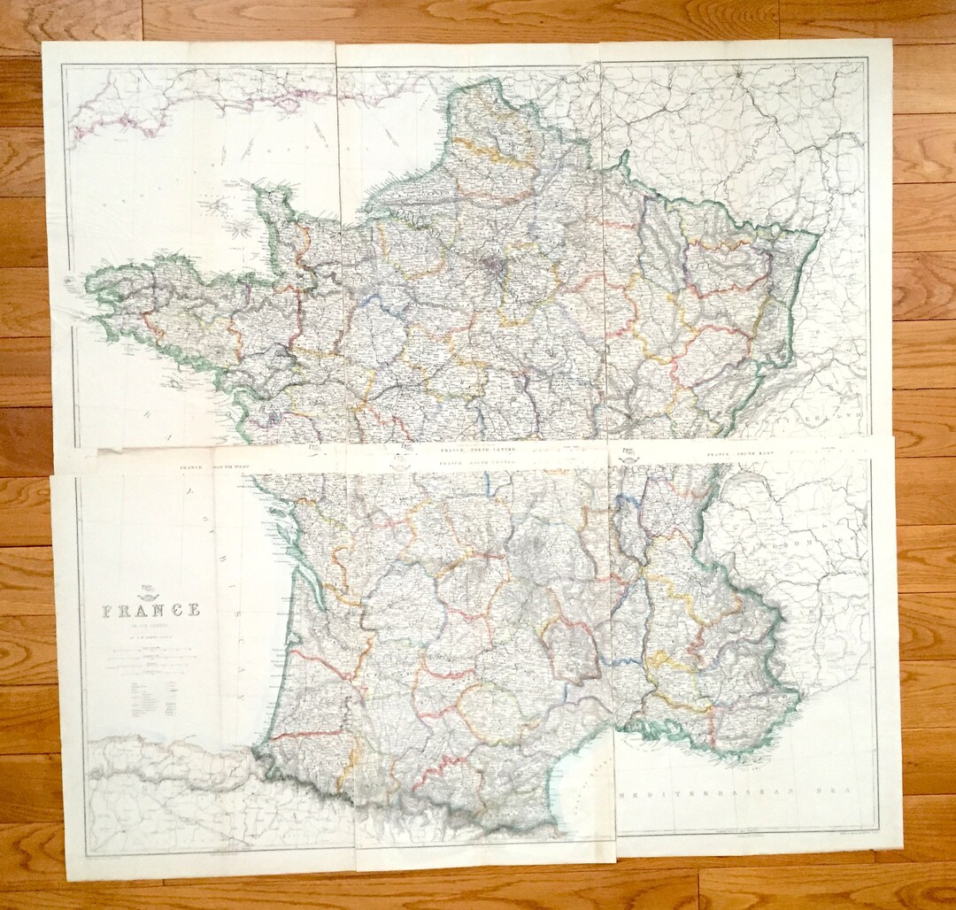 Antique 1863 France Map by Lowry & Weekly Dispatch – Paris, Versailles ...
