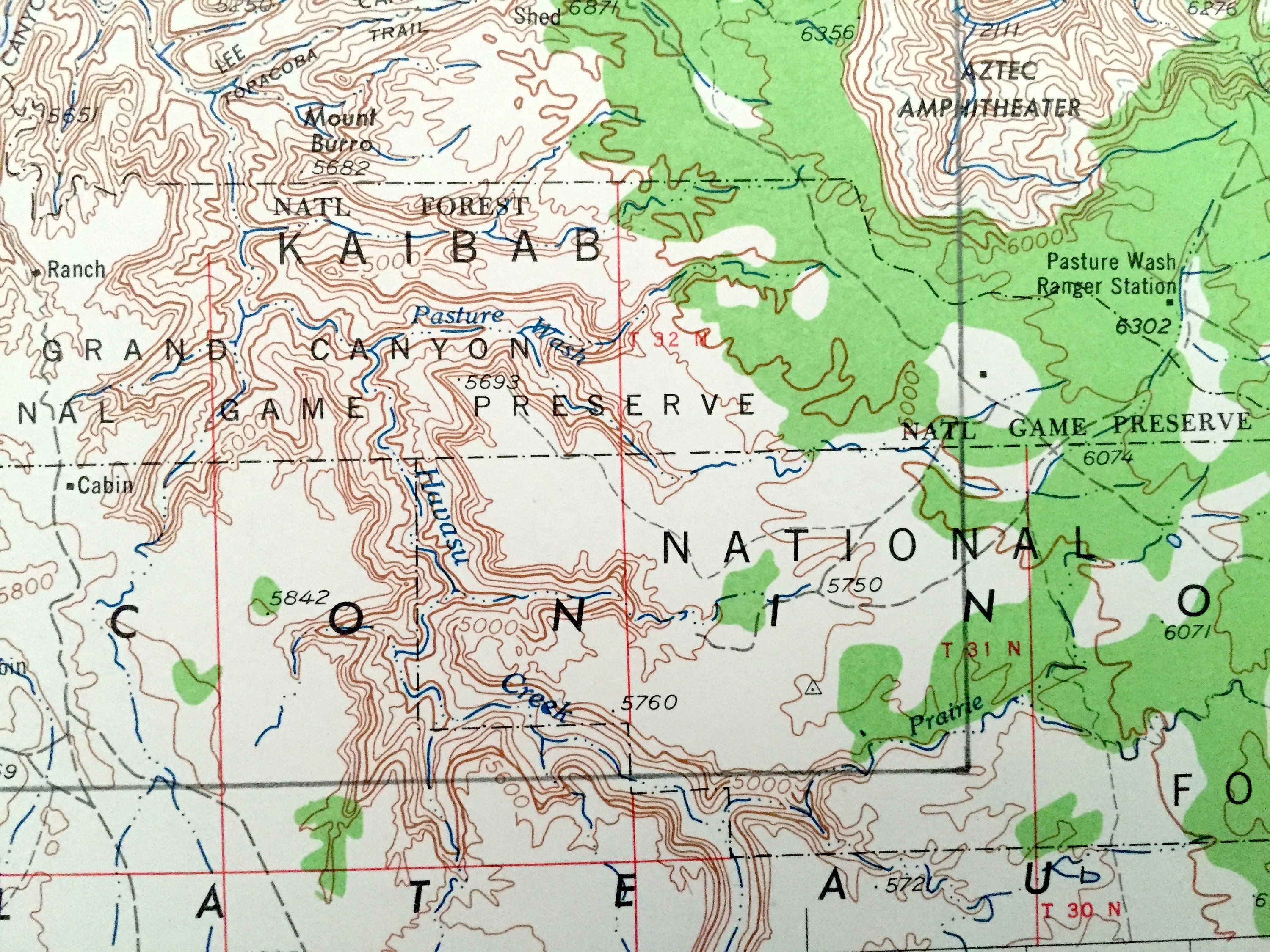 Antique Grand Canyon, Arizona 1960 US Geological Survey Topographic Map ...