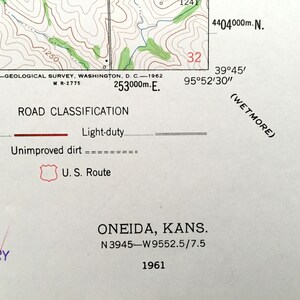 Antique Oneida, Kansas 1961 US Geological Survey Topographic Map ...