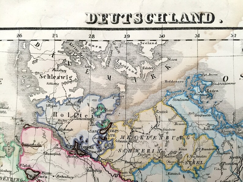 Antique 1855 Germany Map from Sohr Berghaus Atlas by Carl | Etsy