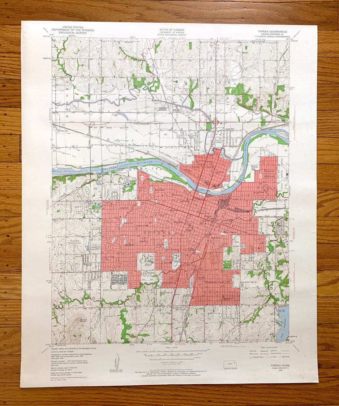 Antique Topeka, Kansas 1950 US Geological Survey Topographic Map ...