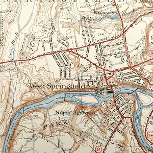Antique West Springfield, Massachusetts 1938 US Geological Survey ...