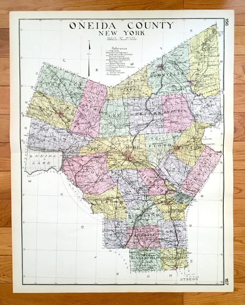 Antique Oneida County New York 1912 New Century Atlas Map - Etsy