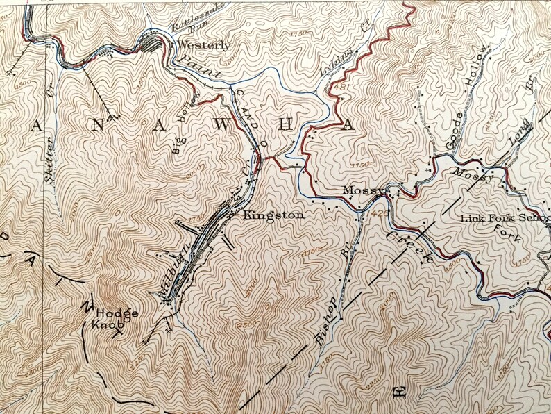 Antique Eccles, West Virginia 1932 US Geological Survey Topographic Map ...